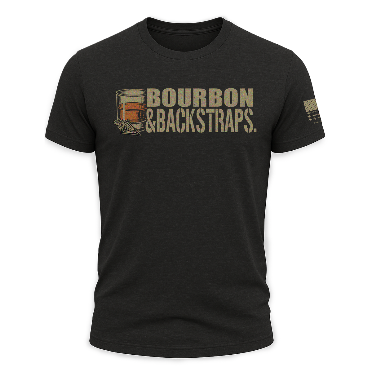 "Bourbon & Backstraps" Tee - Bow Hunting Tshirt – Bow Crew Apparel - Bow Hunting Lifestyle Apparel